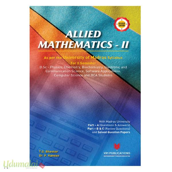 Allied Mathematics – II - T G Bhaskar, Dr P Kandan, Buy tamil book ...