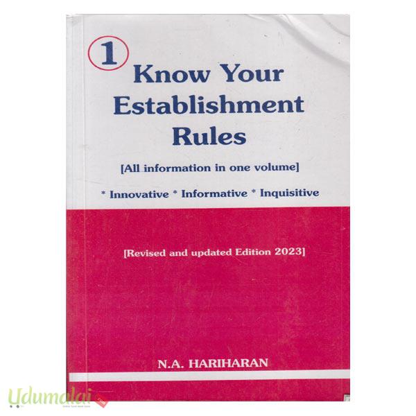 Know Your Establishment Rules (Samiroo) - N.A.ஹரிஹரன், Buy tamil book ...