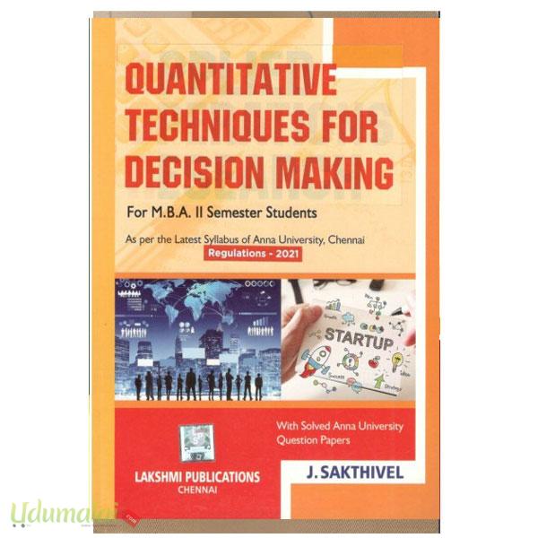 Quantitative Techniques for Decision Making - J.சக்திவேல், Buy tamil ...