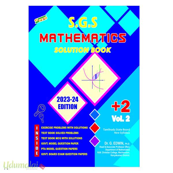 S.G.S Mathematics Solution Book XII Std Volume-2(English Medium ...