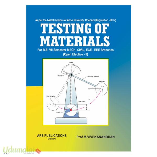 Testing of Materials - Prof M. Vivekanandhan, Buy tamil book Testing Of ...